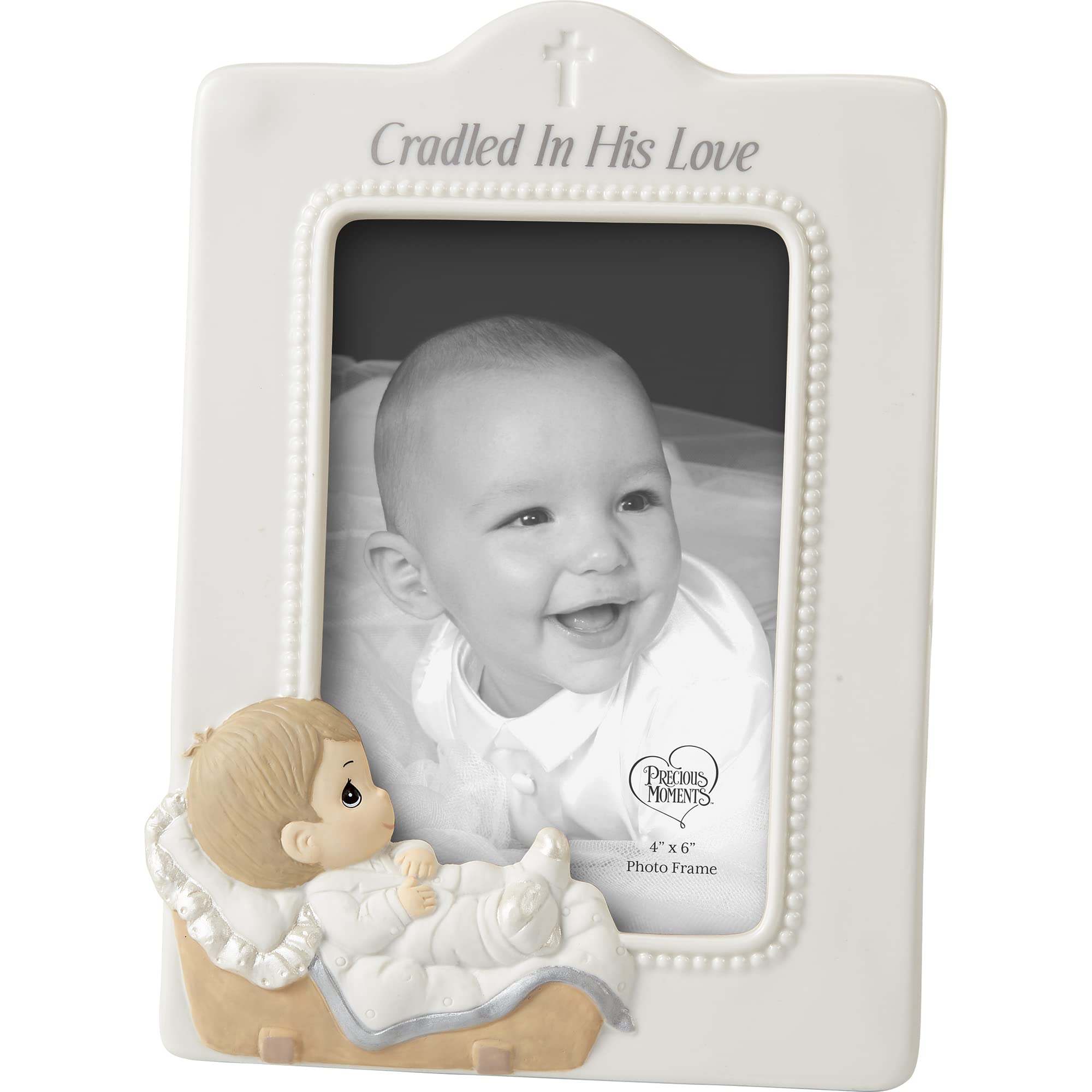 Baby in Cradle Baptism Photo Frame - Boy