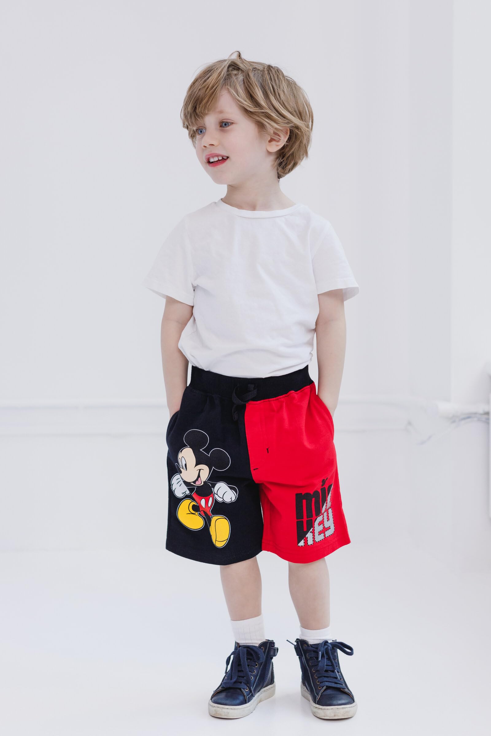 Disney Mickey Mouse Infant Baby Boys French Terry 3 Pack Shorts Grey/Black 18 Months