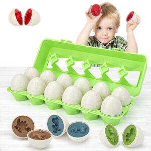 EDUJOY Matching Eggs for Toddlers, Easter Eggs Dinosaur Toys for 2 Year Old Boy Easter Gifts, Learning Sensory Toys for Toddlers Age 1 2 3, Baby Toys 12-18 Months Montessori Gifts Dinosaur Eggs