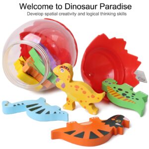 YECEN Easter Dinosaur Eggs Wooden Dinosaur Stacking Game 3 Years Old Montessori Toys