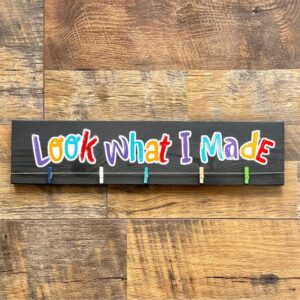 look what i made sign stickers for children's artwork board artwork display sign 2"x12.5" 2pcs