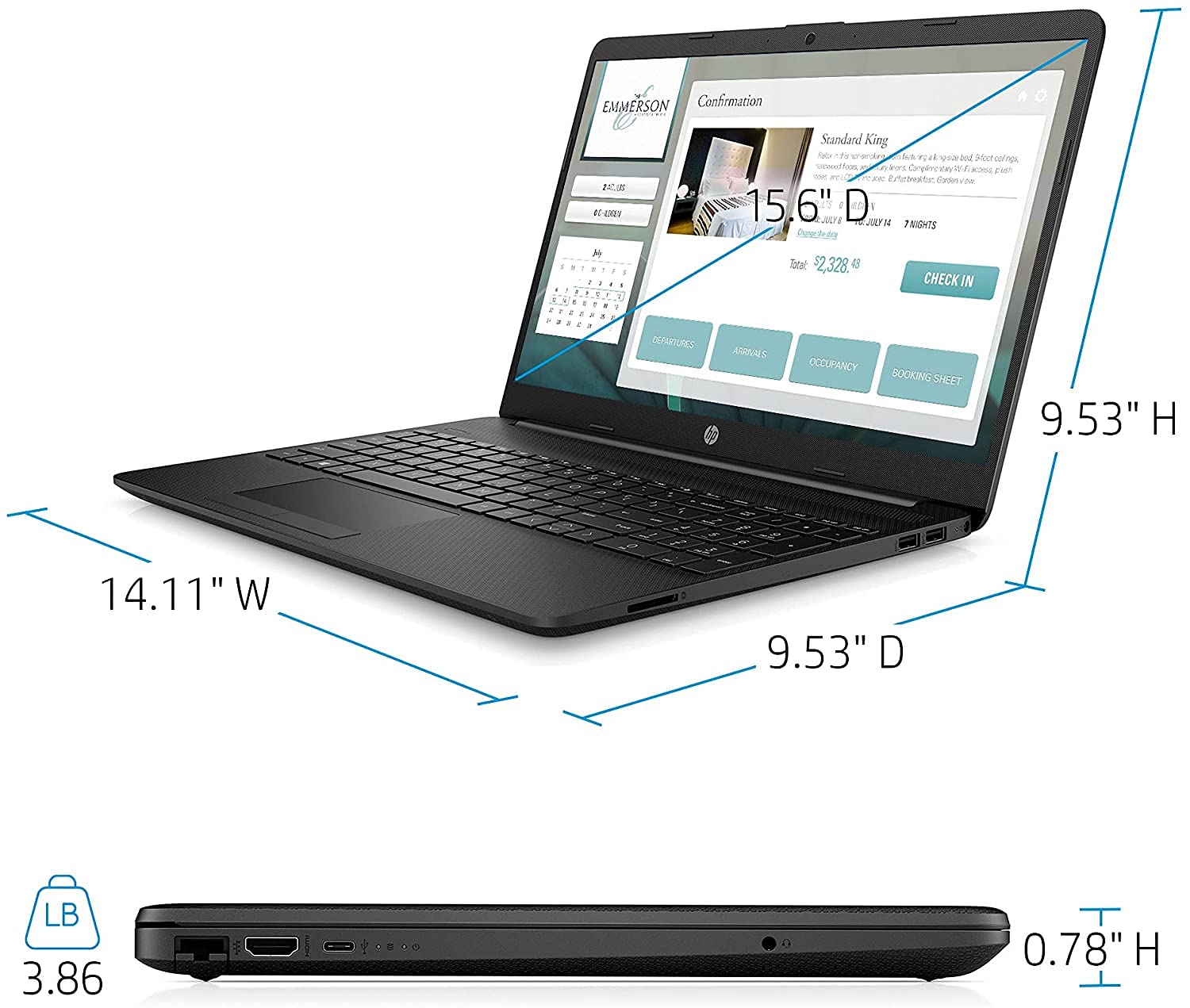 HP 2022 Newest Notebook 15 Laptop, 15.6" Full HD Screen, Intel Celeron N4020 Processor, 8GB DDR4 Memory, 256GB SSD, Online Meeting Ready, Webcam, Type-C, RJ-45, HDMI, Windows 11 Home, Black