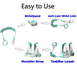 Toddler Leash for Kids - 2 in 1 Anti Lost Wrist Link, 360° Rotation Move More Freely, Toddler Backpack Leash, with Lock Feature, Reflective Kid Leash, Baby Leash, Child Leashes for Toddlers