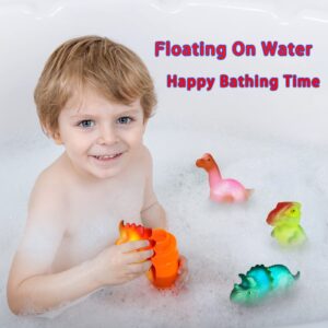 Light Up Bath Toys,6 Packs Floating Dinosaur Bathtub Toys for Toddlers,No Hole Baby Bath Toys for Kids,Great Birthday Christmas Easter for Boy and Girl Preschool