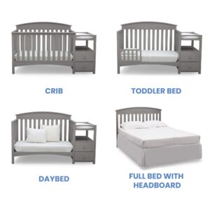 Delta Children Abby Convertible Crib 'N' Changer + Changing Pad and Cover [Bundle], Grey