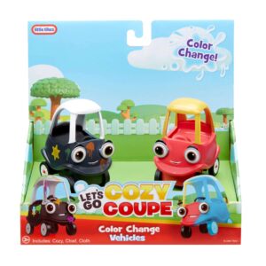 little tikes let’s go cozy coupe™ 2pk mini color change vehicles for tabletop or floor push play car fun and color change for toddlers, boys, girls 3+ years, red