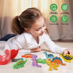 YECEN Easter Dinosaur Eggs Wooden Dinosaur Stacking Game 3 Years Old Montessori Toys