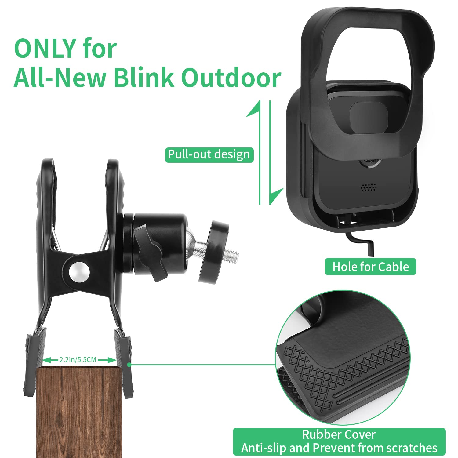 Flexible Clamp Mount for Blink Outdoor(3rd Gen) Camera, Weatherproof Protective Housing and Metal Clip Mount to Attach Your Blink Home Security Camera Anywhere with No Tools