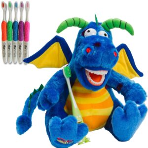 starsmilez tooth brushing magi dragon bundle help kids brush their teeth moon and stars easy grip toothbrushes magical mouth plush plus download of matching dental health activities