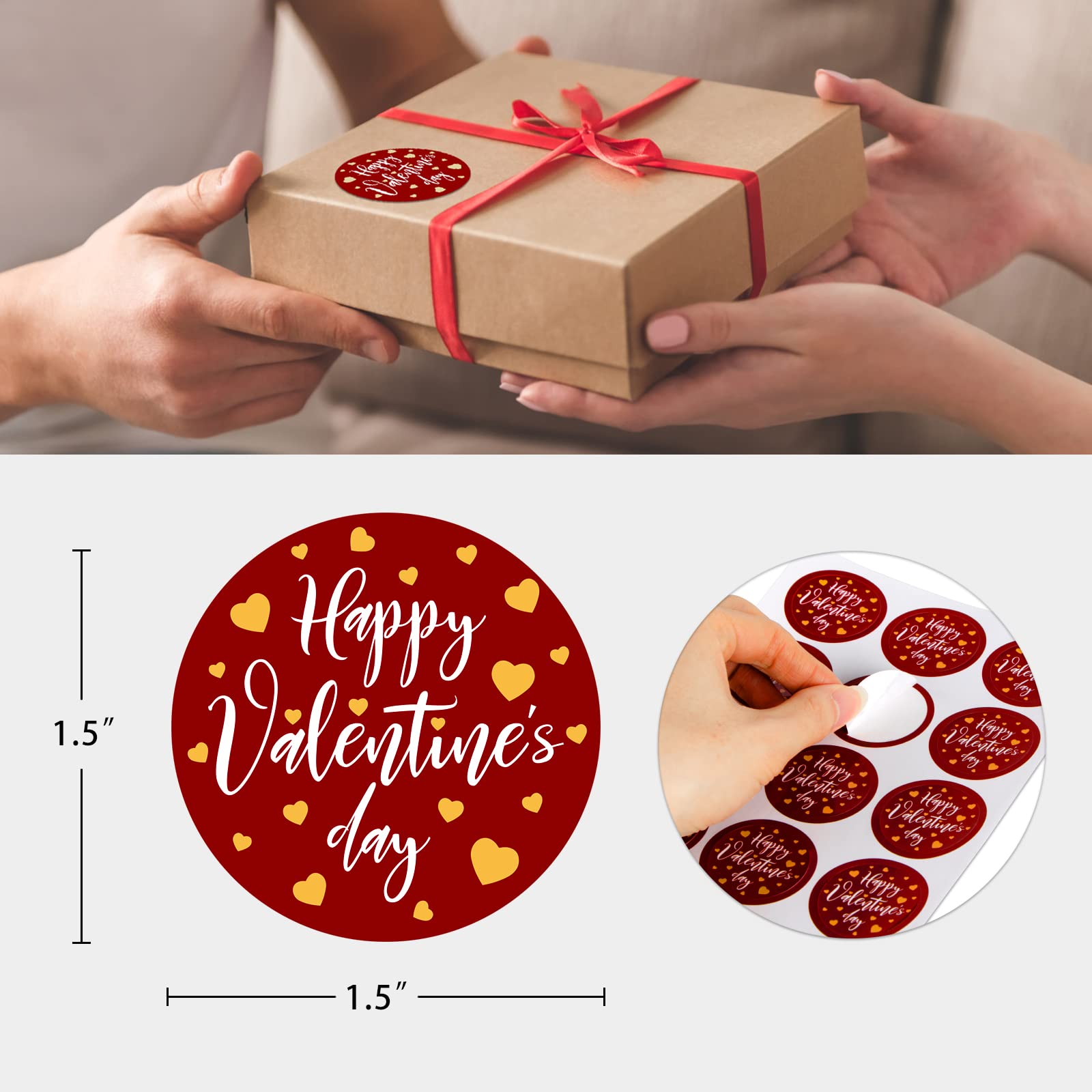 SICOHOME Happy Valentine's Day Stickers 1.5" Valentine's Day Envelope Seals Labels Stickers Valentine's Day Gift Sticker Party Favor Stickers Envelope Seals Sticker for Kids