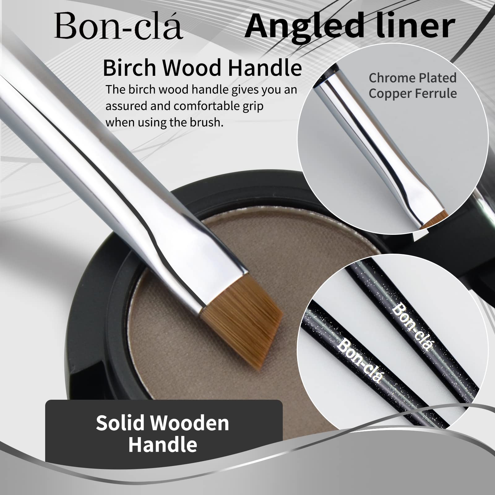 Bon-clá Fine Angled Eyeliner Brush,Golden Handle, for Gel, Liquid, Cream, Powder, Cake, Eye Cosmetics, Professional Makeup Tools