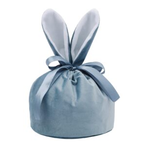 embrunioice easter candy gift bags for baby,velvet bunny easter treat bags,easter egg hunt bags,easter drawstring goodie gift bags for baby party supplies（blue）