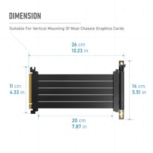 EZDIY-FAB PCIE Gen 4 16x Extreme Flexible, High Speed Riser Cable PCI Express 4.0 Port GPU Extension Card-Right Angle Connector [7.87in/20cm]