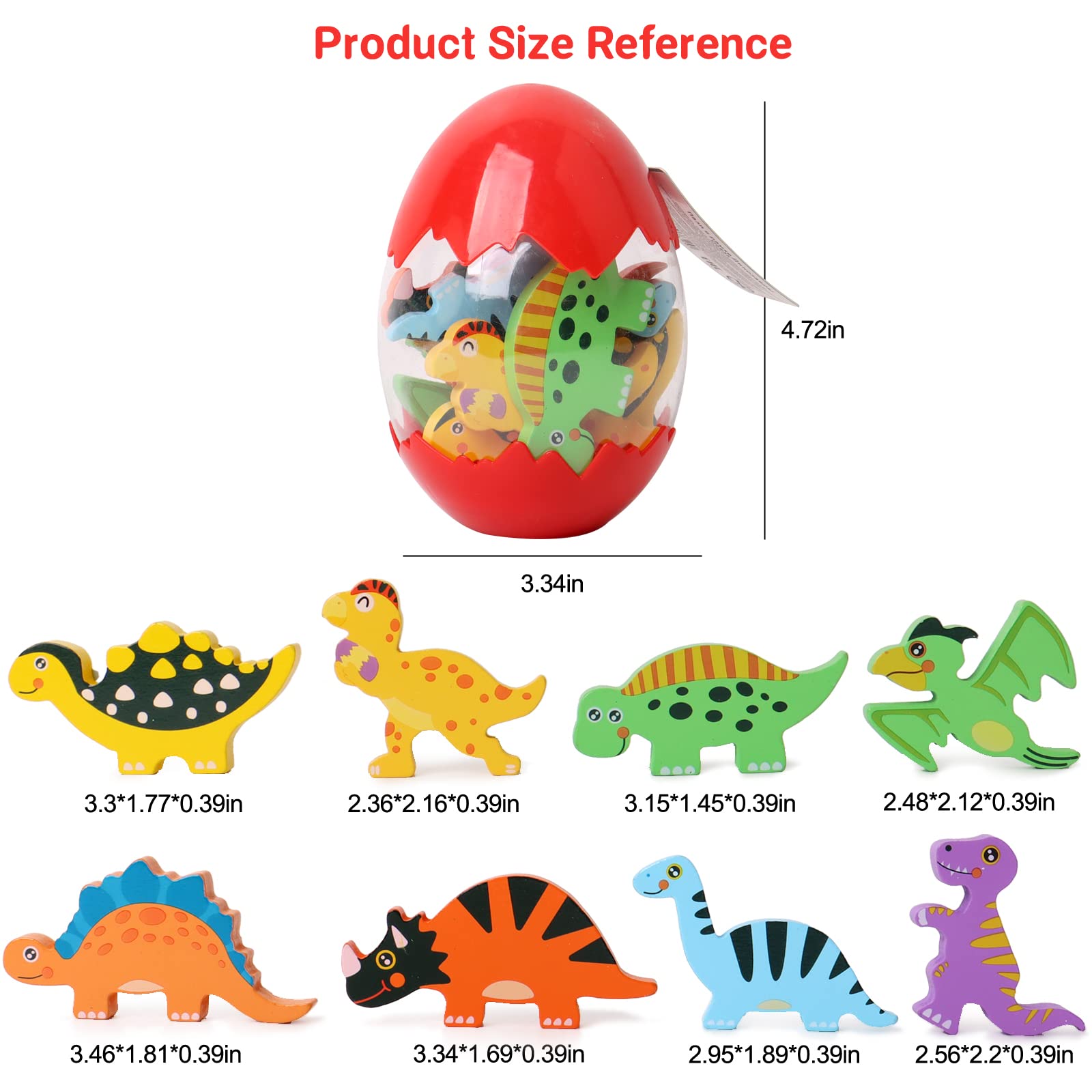 YECEN Easter Dinosaur Eggs Wooden Dinosaur Stacking Game 3 Years Old Montessori Toys