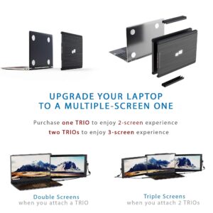 Mobile Pixels Trio Tri-Screen Portable Monitor for Laptops with Kickstand, 12.5'' Full HD IPS Screens, USB C/USB A Triple Displays,Windows/OS/Android/Nintendo Switch (2X Monitor and 1x Kickstand)