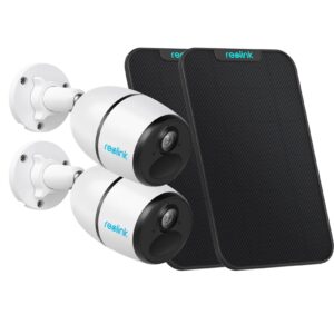 reolink 4g camera go plus 2 pack bundle, 3g/4g lte security camera 2k with person/vehicle detection, no wifi security camera, solar powered, 4mp night vision, waterproof, local & cloud storage