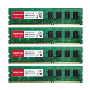 【ddr3 ram】 gigastone 32gb kit (4x8gb) ddr3/ddr3l 1600mhz (1333mhz) pc3-12800 (pc3-10600) cl11 1.35v/1.5v 2rx8 udimm 240 pin unbuffered non ecc high performance pc desktop memory upgrade