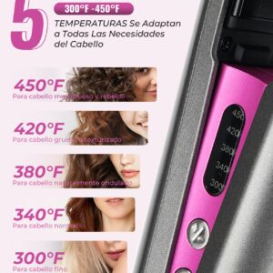 PRITECH Ceramic Hair Iron (TA-2340), 1 inch, Hair Straightener and Curling Iron, Adjustable Temperature, Fast Heat Up, Auto Shut-Off, Dual Voltage, Safety Lock, 450°F