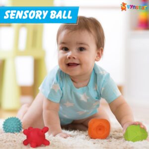 Vynstar Montessori Toys for Babies 6-12 Months & Up - 28-Piece Set of Silicone Baby Sensory Toys for Learning & Development - 4-in-1 Bundle of Baby Blocks, Stacking Cups, Sensory Balls, Soft Animals