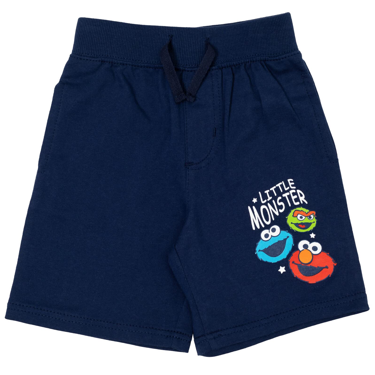 Sesame Street Elmo Grover Oscar The Grouch Baby Boys French Terry 3 Pack Shorts Blue/Grey/Red 18 Months