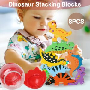 YECEN Easter Dinosaur Eggs Wooden Dinosaur Stacking Game 3 Years Old Montessori Toys