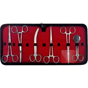 dexsur veterinary umbilical cord scissor kit, reusable, high-grade stainless steel autoclavable, durable - 7 pcs