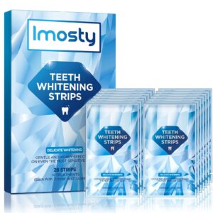 teeth whitening strips for sensitive teeth, reduced white whitening, enamel safe strips, 28 pcs natural whitener 14 treatments by imosty