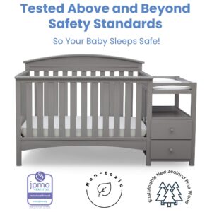 Delta Children Abby Convertible Crib 'N' Changer + Changing Pad and Cover [Bundle], Grey