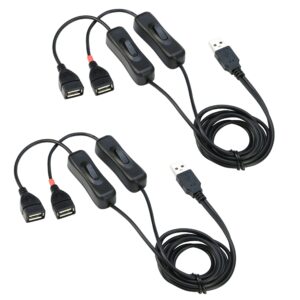 riitop usb splitter with on/off switch [3.3ft], usb 2.0 extension male to female cable (1x usb data and power female and 1x usb power female)