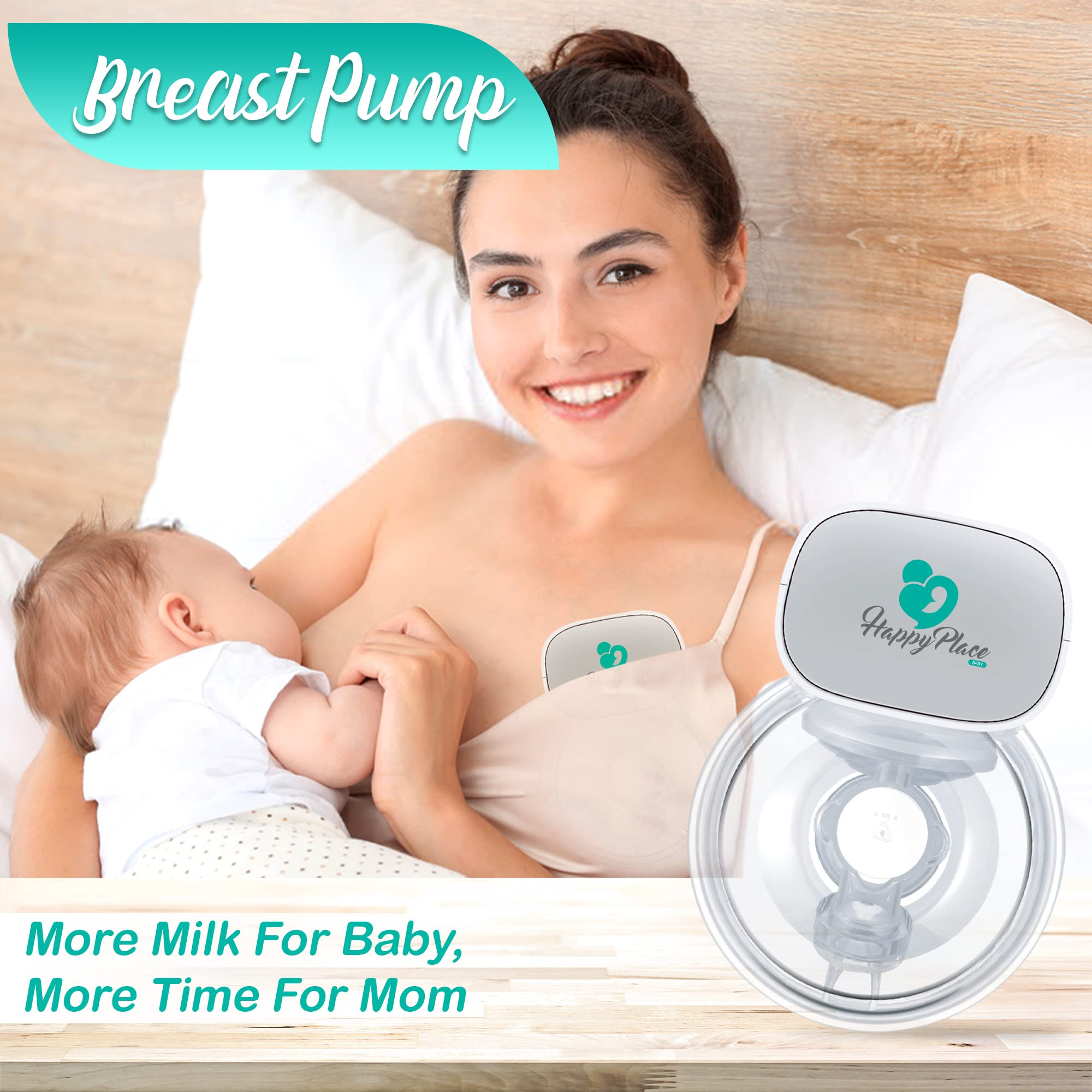 HappyPlace Baby Wearable Breast Pump - 1 Pack, 24 mm Flange, Strong Suction S9 Pain Free Model, 110 Mins Quiet Use Time Clear