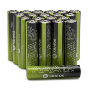 kratos power aaa batteries - 20 pack alkaline batteries - long-lasting all-purpose triple a batteries - 10 year shelf life - mercury & cadmium free aaa battery pack - disposable replacement batteries