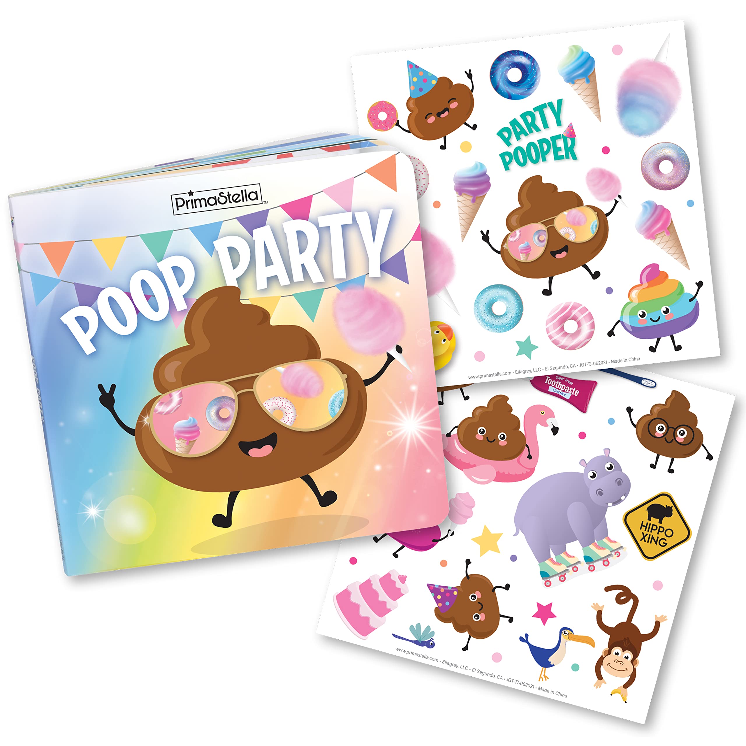 Poop Party Potty Training Adventure Book and Sticker Set to Get Kids Excited About Toilet Training