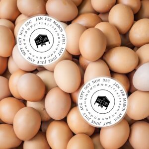 Laid On Date Stickers | 50 Pack | 2" Round Stickers | Farm Fresh Stickers | Egg Carton Stickers | White with Chicken Coop Design