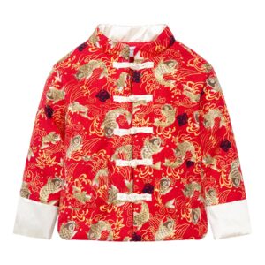 mud kingdom baby boys tang jacket chinese new year traditional retro koi red 18-24 months