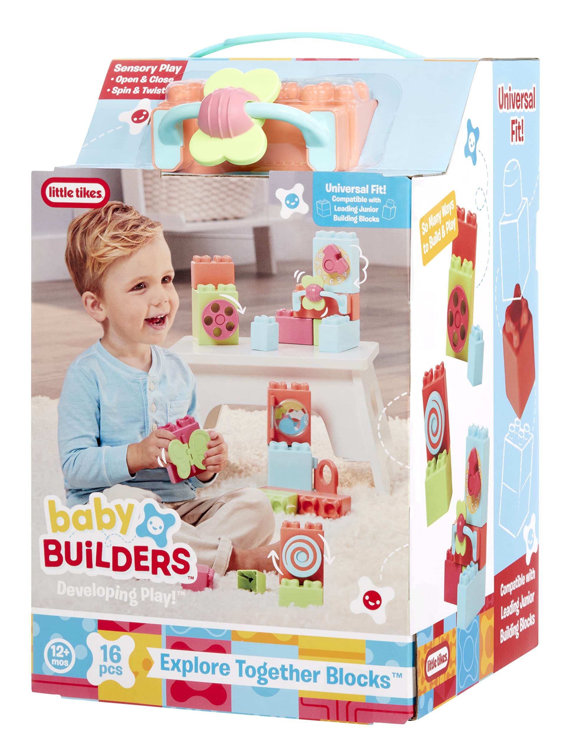 Little Tikes Baby Builders - Explore Together Blocks First Blocks for Babies and Toddlers, Boys and Girls, Easy to Connect, Sensory Play