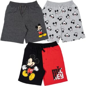 disney mickey mouse infant baby boys french terry 3 pack shorts grey/black 18 months