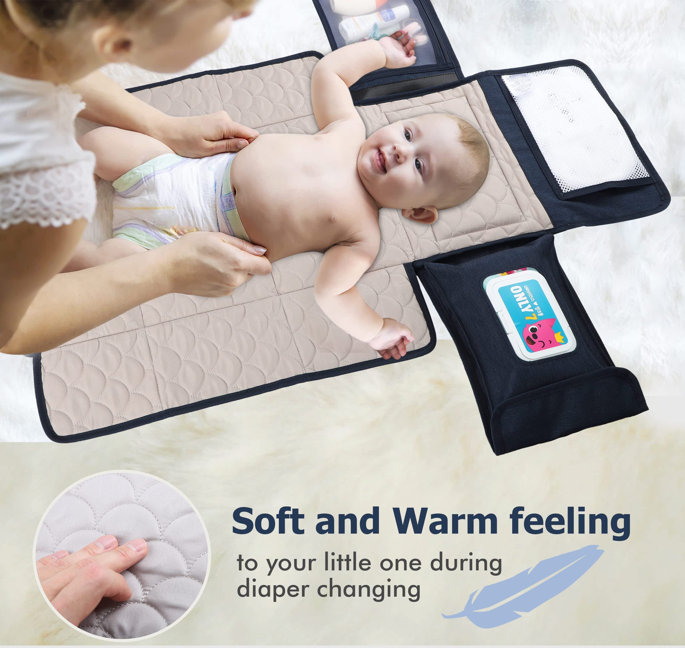 ORMAIE Ormaie Portable Diaper Changing Pad, Portable Changing Mat for Newborn Girl and Boy Navy