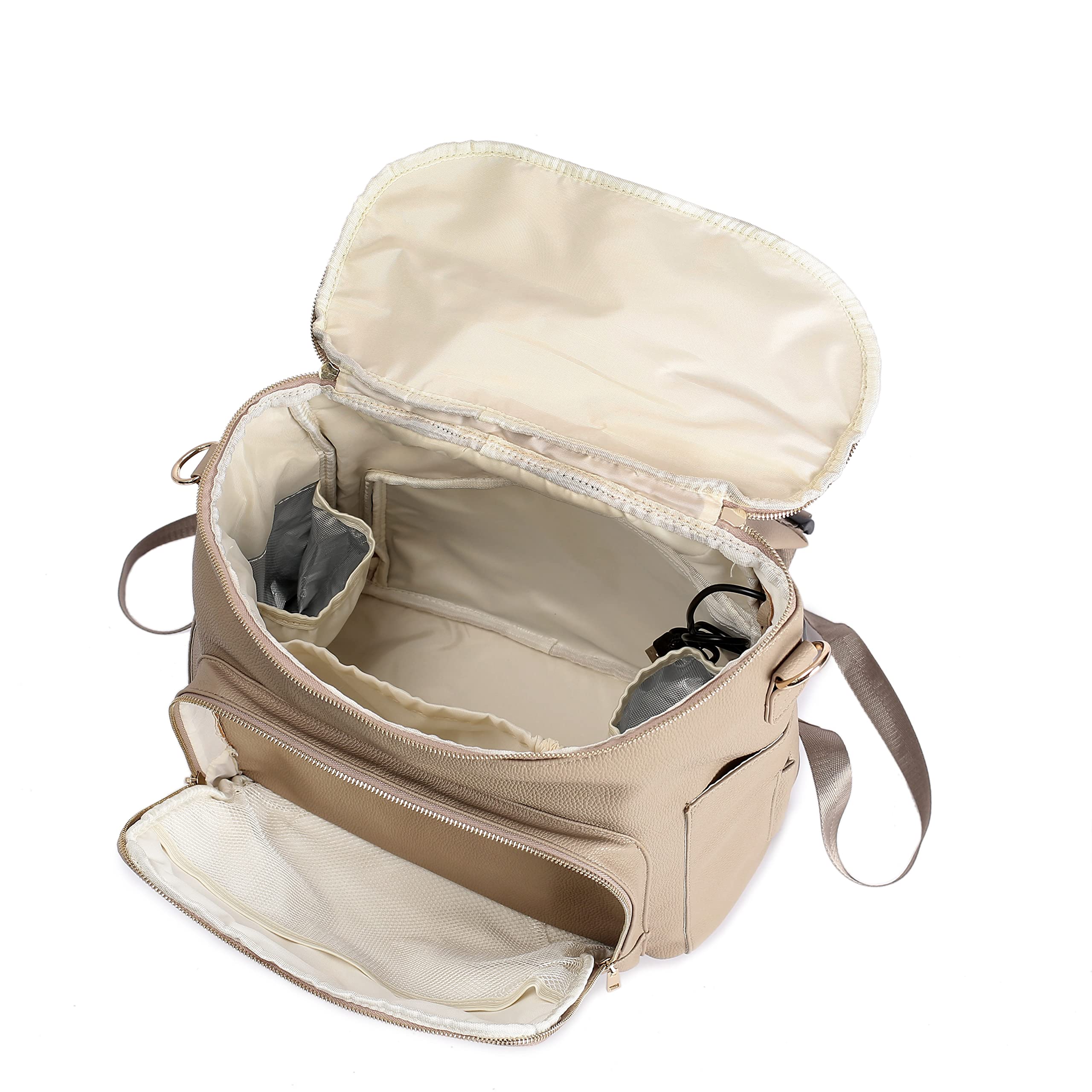 LULUPAK Diaper Bag 6-in-1 Backpack with USB (Beige)