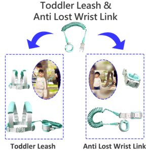 Toddler Leash for Kids - 2 in 1 Anti Lost Wrist Link, 360° Rotation Move More Freely, Toddler Backpack Leash, with Lock Feature, Reflective Kid Leash, Baby Leash, Child Leashes for Toddlers