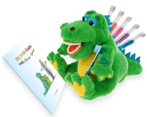 starsmilez tooth brushing allie gator bundle help kids brush their teeth moon and stars easy grip toothbrushes story book plus download of matching dental health activities