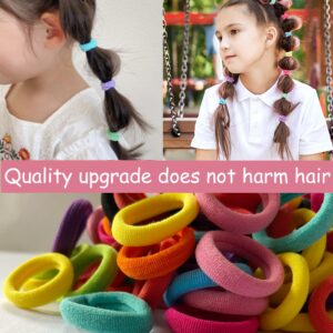 Omszte,100 Pcs Baby Hair Ties, Seamless Cotton Toddler Hair Ties for Girls and Kids, Multicolor Small Soft Hair Elastics Ponytail Holders(10Colors)