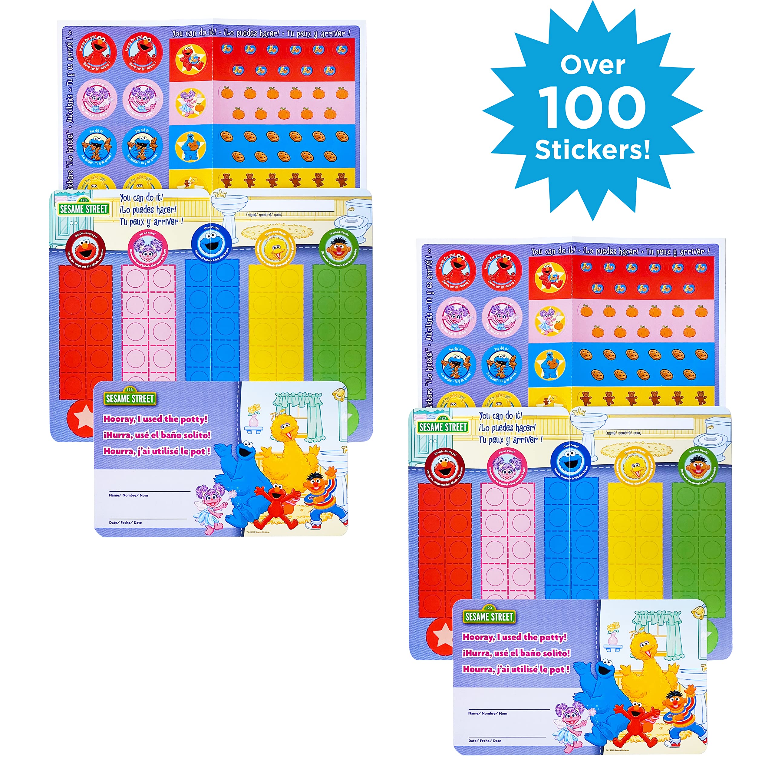 Sesame Street Potty Training Stickers Rewards Kit for Kids Learning to Use The Toilet, Multicolor, 2 Piece