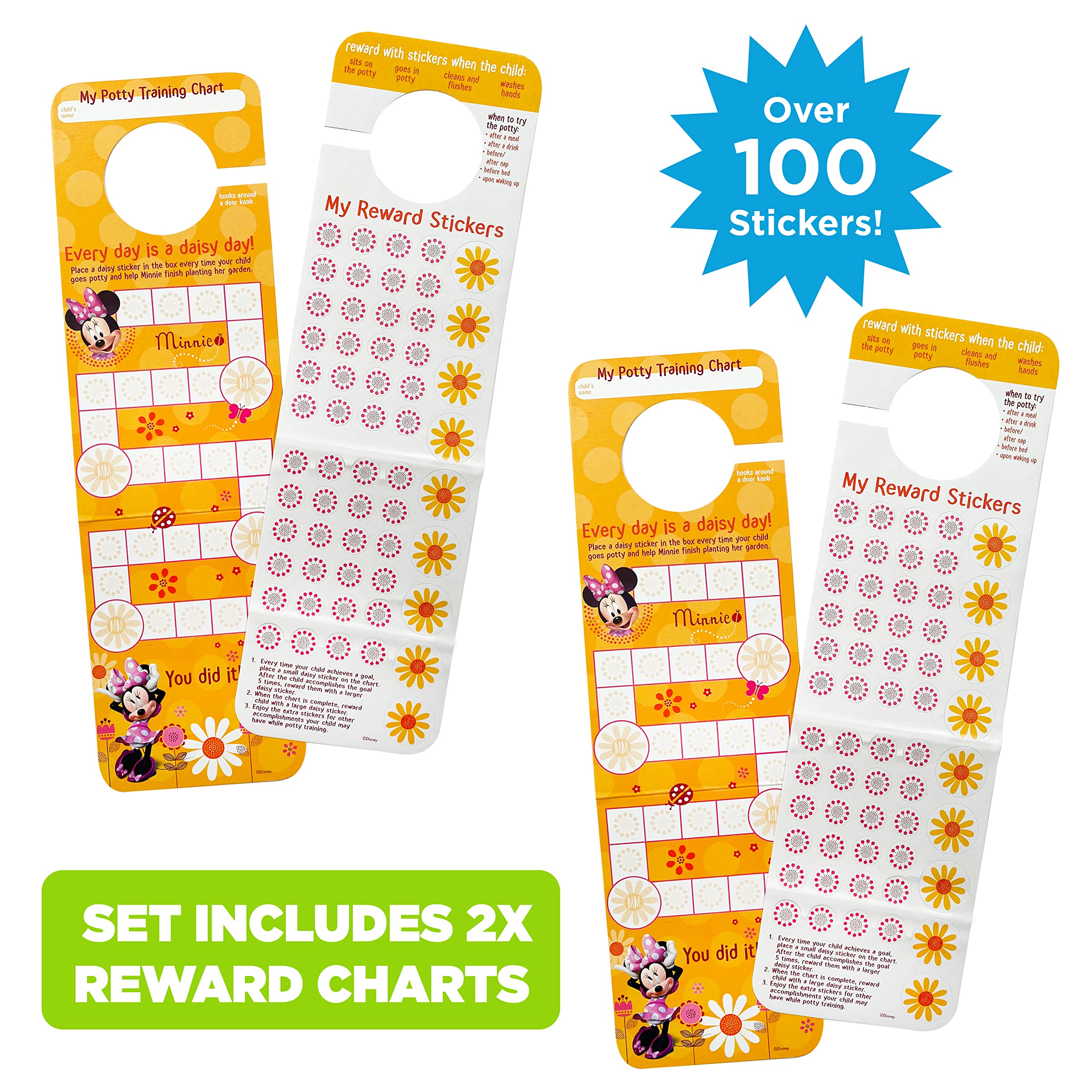 Disney's Minnie Mouse Potty Training Stickers Rewards Kit for Kids Learning to Use The Toilet, Orange, 2 Piece