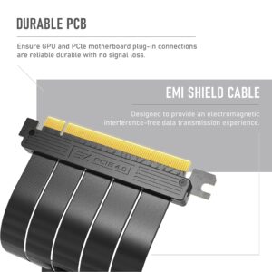 EZDIY-FAB PCIE Gen 4 16x Extreme Flexible, High Speed Riser Cable PCI Express 4.0 Port GPU Extension Card-Right Angle Connector [7.87in/20cm]