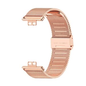 3Chome Band Strap Compatible with Huawei Watch Fit Smartwatch, Stainless Steel Bracelet Wristband Link for Huawei Watch Fit (Rose Gold)