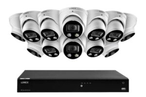 lorex n4k3sd-1612wd-1 4k smart deterrence 16 channel surveillance system w/ n863a63b 4k 3tb fusion nvr and 12 e892dd 4k smart deterrence dome cameras