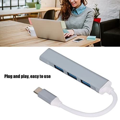 BRDI USB Docking Station, USB C Hub High Speed Light Weight 4 in 1 Stable Data Transmission Speed USB C to USB for Printer for Tablet for Keyboard(Grey)