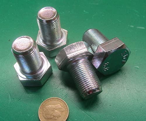 Class 8.8 Zinc Plated Steel Hex Head Bolts FT M20 x 1.5 mm x 30 mm Long 4 pcs., Silver