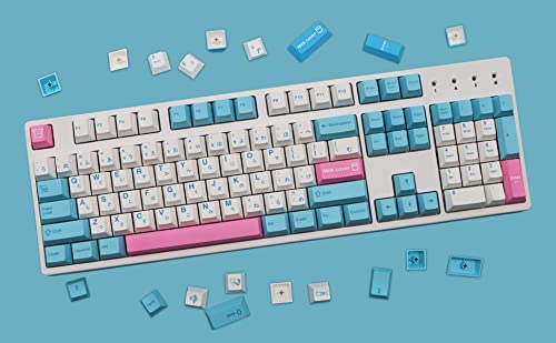 MOLGRIA Milk Cover Keycaps, PBT Keycaps 140 Set for Gaming Keyboard, Cherry Profile Dye Sublimation Custom Keycaps Japanese Font for Gateron Kailh Cherry MX 104/87/74/61 60 Keyboard ANSI Layout