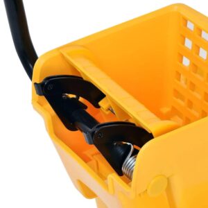 S AFSTAR 32L/8.5 Gallons Mop Bucket with Wringer on Wheels, Commercial Mop Bucket with Wheels & Potable Handle, Industrial Mop Wringer Bucket for Home Office Market Restaurant Hotel (Yellow)